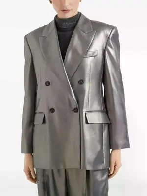 Brunello Cucinelli Double-breasted Metallic Blazer