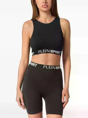 PLEIN SPORT Ribbed Seamless Training Sports Bra - Black