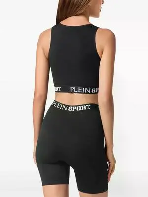 PLEIN SPORT Ribbed Seamless Training Sports Bra - Black