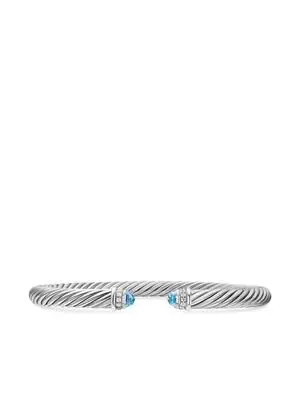 David Yurman Sterling Topaz And Diamond Classic Cable Bracelet - Silver
