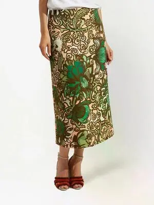 La DoubleJ Floral-print Pencil Skirt - Green
