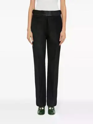 FERRAGAMO Belted Tailored Linen Trousers