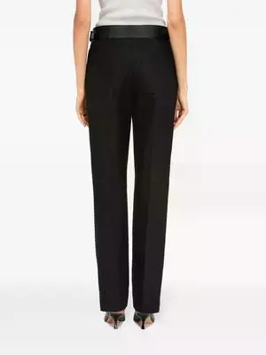 FERRAGAMO Belted Tailored Linen Trousers