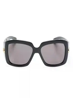Gucci Oversized Square Frame Sunglasses With Double G Logo - Black