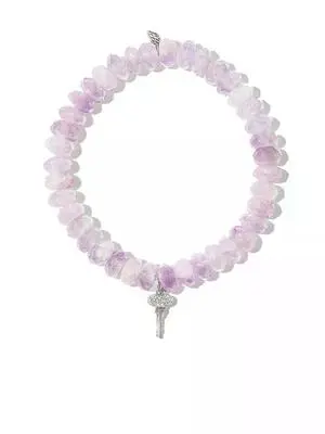 SYDNEY EVAN 14kt White Gold Mini Key Amethyst And Diamond Bracelet