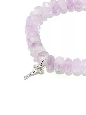 SYDNEY EVAN 14kt White Gold Mini Key Amethyst And Diamond Bracelet