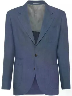 Brunello Cucinelli Single-breasted Linen Blazer - Blue