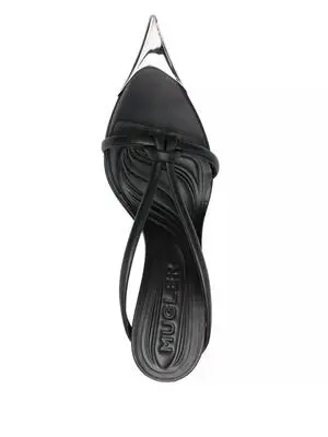MUGLER Leather Knotted Heeled Sandals - Black
