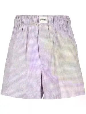 Natasha Zinko Gingham Check Pattern Cotton Shorts