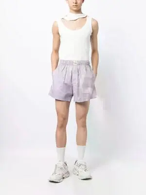Natasha Zinko Gingham Check Pattern Cotton Shorts
