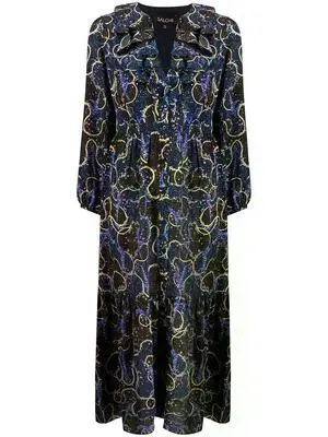 Saloni Mixed Print Flared Dress