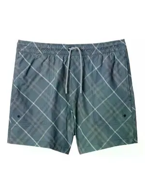 Burberry Checked Swim Shorts - Blue