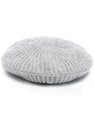 GANNI Logo-patch Ribbed Hat - Grey