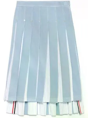 Thom Browne Pleated Denim Midi Skirt