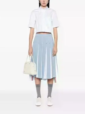 Thom Browne Pleated Denim Midi Skirt