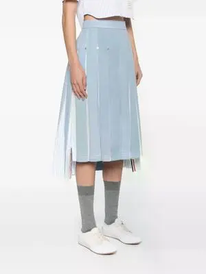 Thom Browne Pleated Denim Midi Skirt