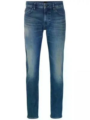BOSS Logo-patch Cotton Blend Straight-leg Jeans - Blue