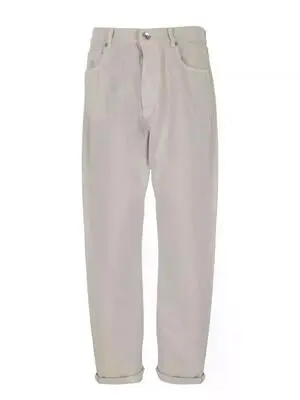Brunello Cucinelli Logo-embroidered Straight Leg Jeans - Neutrals