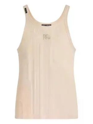Dolce & Gabbana Ribbed Cotton Tank Top With Embroidered Logo