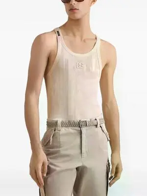 Dolce & Gabbana Ribbed Cotton Tank Top With Embroidered Logo