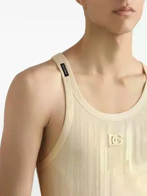 Dolce & Gabbana Ribbed Cotton Tank Top With Embroidered Logo