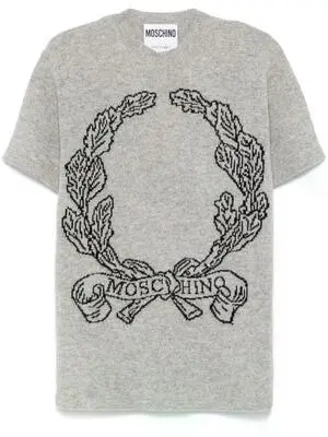 Moschino Logo-intarsia Knitted Top - Grey
