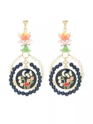 AMIR SLAMA Enamelled-mushroom Beaded Earrings - Multicolour