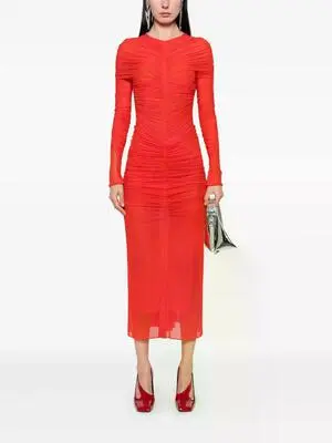 MUGLER Ruched Mesh Midi Skirt