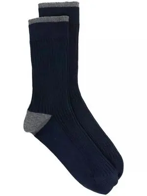Brunello Cucinelli Ribbed Cotton Socks - Blue