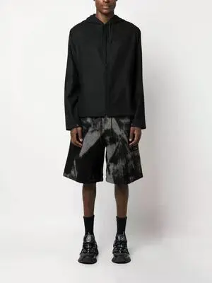 Y3 Logo-patch Flannel Hoodie