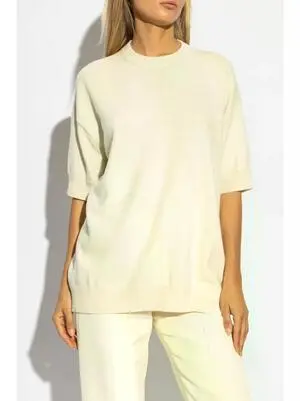 JIL SANDER Crew-neck Knitted T-shirt - Neutrals