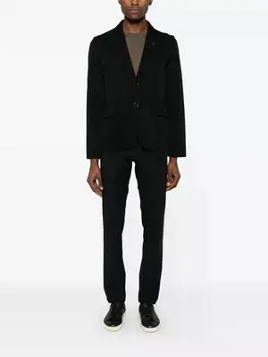 LARDINI Brooch-detail Blazer - Black