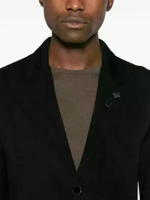LARDINI Brooch-detail Blazer - Black