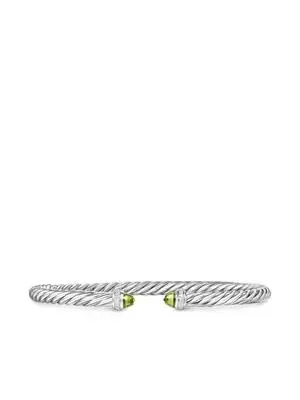 David Yurman David Yurman Sterling Silver Cablespira Peridot And Diamond Bracelet Silver