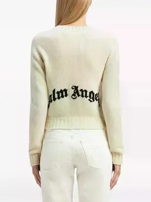 Palm Angels Curved-logo Wool-blend Cardigan
