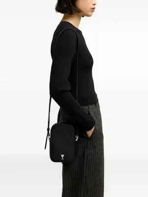 AMI Paris Vertical Shoulder Bag - Black