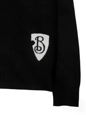 Burberry Intarsia-knit Logo Wool-blend Jumper - Black