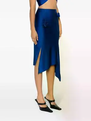 Coperni Floral-appliqué Asymmetric Midi Skirt