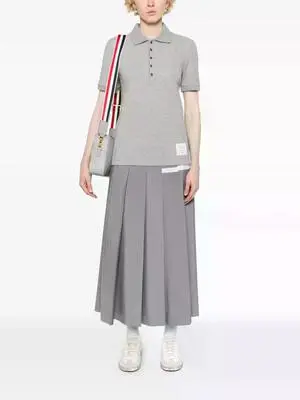 Thom Browne Striped Logo-patch Polo Shirt - Grey