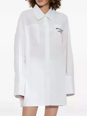 Off-White Embroidered Logo Shirt Dress