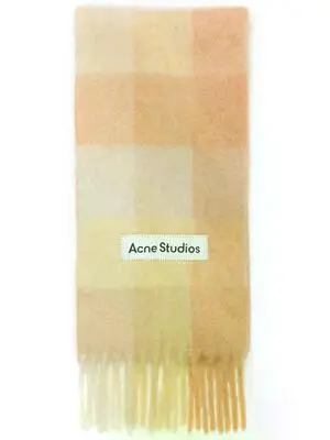 Acne Studios Logo-appliqué Checked Scarf - Neutrals