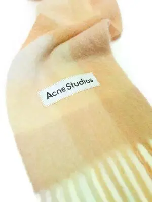 Acne Studios Logo-appliqué Checked Scarf - Neutrals
