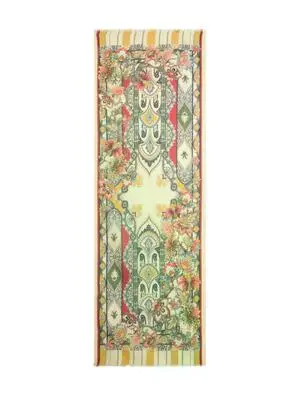 Etro Abstract-print Wool-silk Blend Scarf - Neutrals