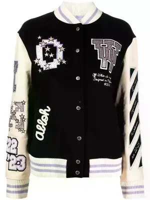 Off-White Bling Patches Varsity Jacket - Black