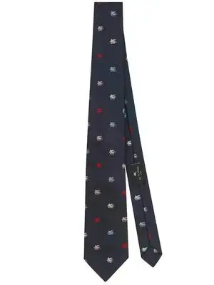 Etro Logo-jacquard Silk Tie - Blue