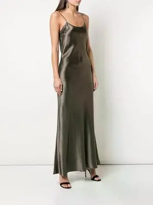 Voz Bias Cut Slip Dress - Brown