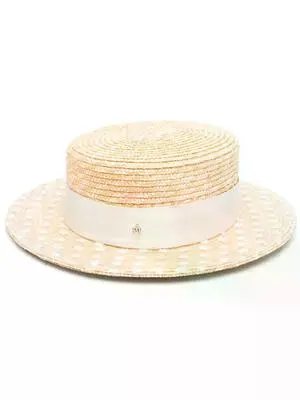 MAISON MICHEL Kiki Straw Canotier Hat - Neutrals