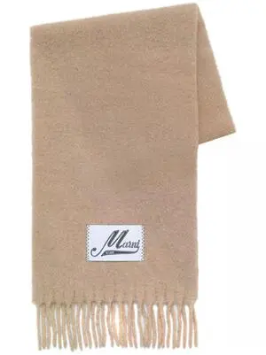 Marni Brushed Alpaca-blend Scarf With Fringes - Neutrals