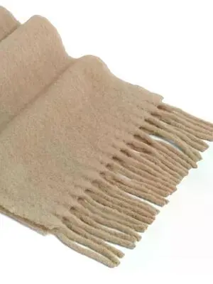 Marni Brushed Alpaca-blend Scarf With Fringes - Neutrals