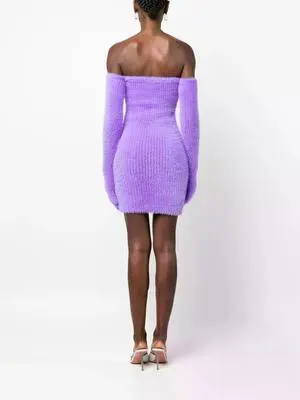 Off-White Fuzzy Off-shoulder Mini Dress